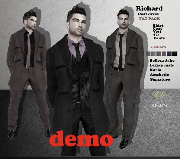 Second Life Marketplace - Res_Richard Coat dress All colors DEMO**